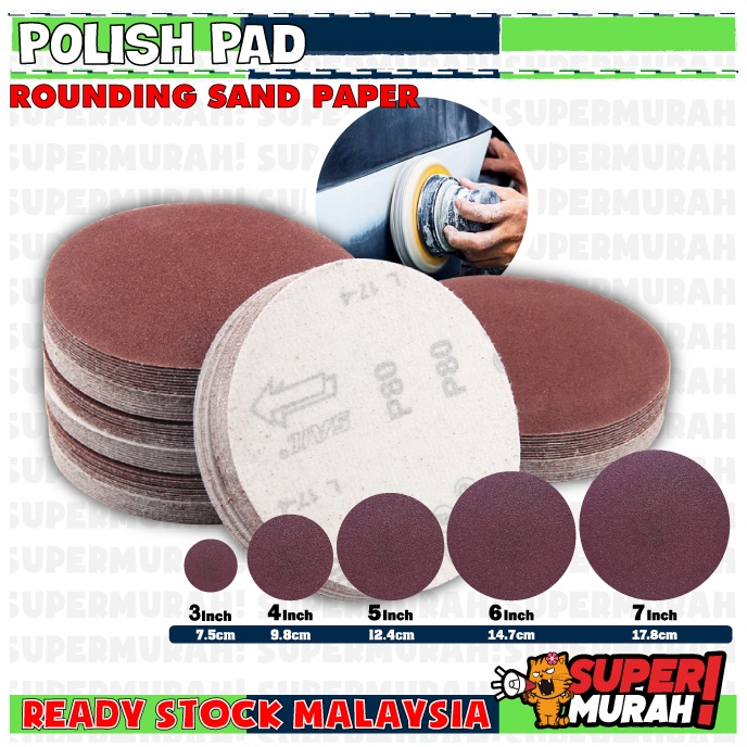 [ Kertas Pasir Bulat ] 5/6/7 Inch Polishing Sanding Disc Red Abrasive ...
