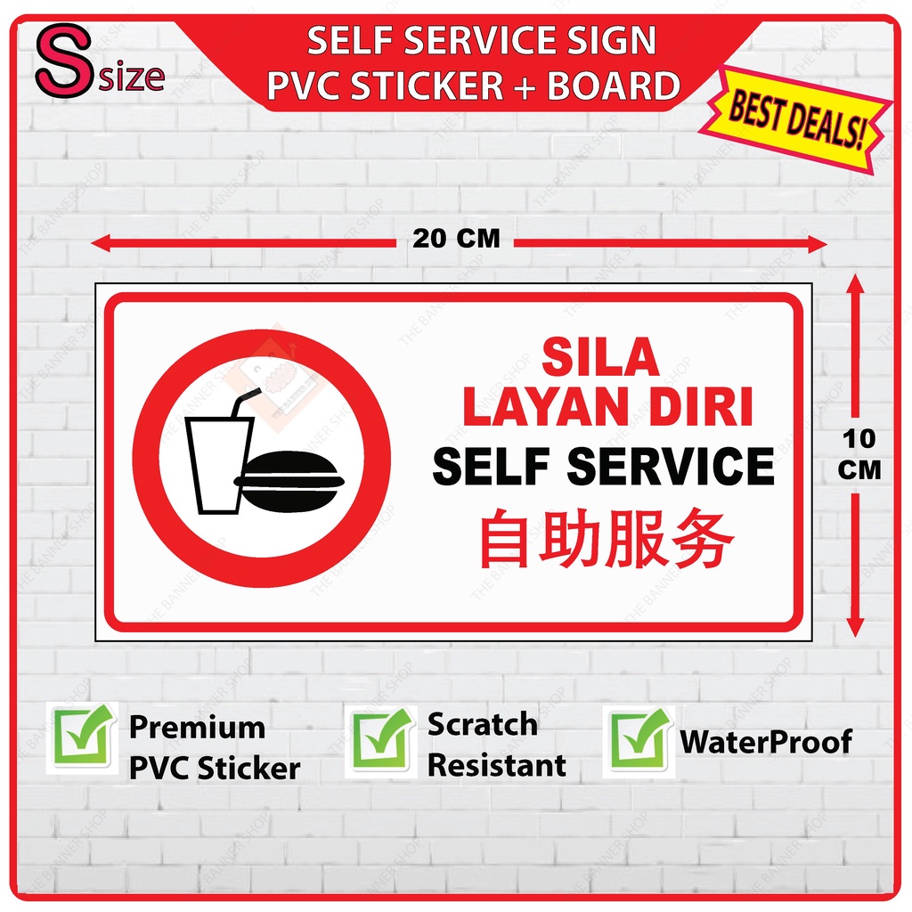 Self Service Signage PVC Sticker + Board | Shopee Malaysia