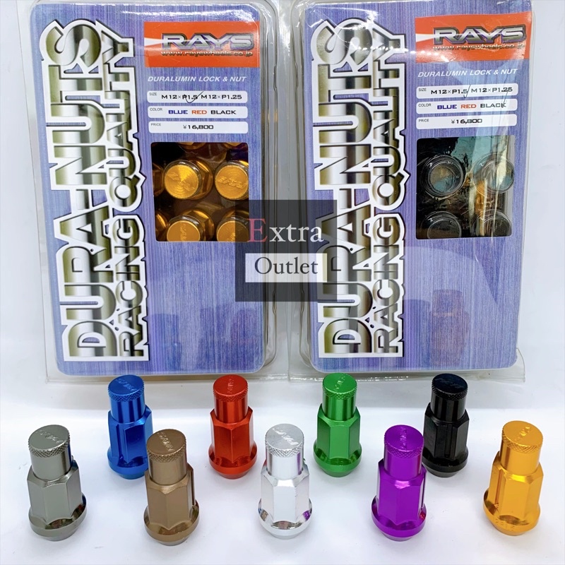 RAYS Aluminium (L=50mm) Dura-Racing Nut (M12 x 1.5MM / 1.25MM) Nat ...