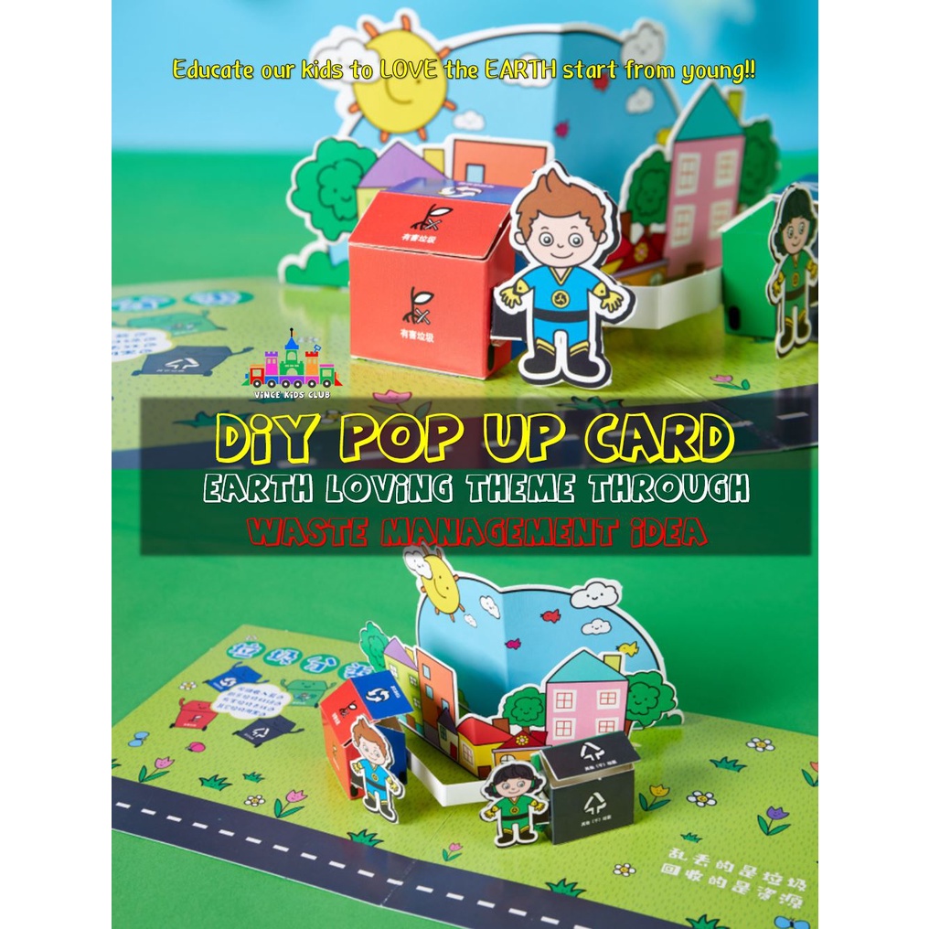 DIY Kad Pop-Up Bumi Kitar Semula TASKAL Creative Art Craft DIY Earth ...