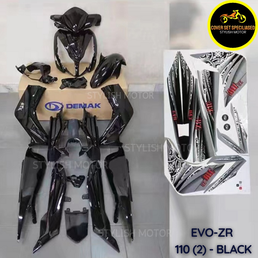 [FREE STICKER] ORIGINAL DEMAK EVO ZR 110 (2) - BLACK COVER SET | Shopee Malaysia