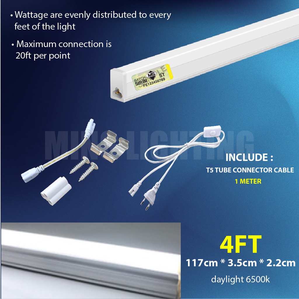 (Sirim) Complete Set LED T5 Tube Light Premium Drop Curve Ceiling Light Lampu Plaster Siling ...