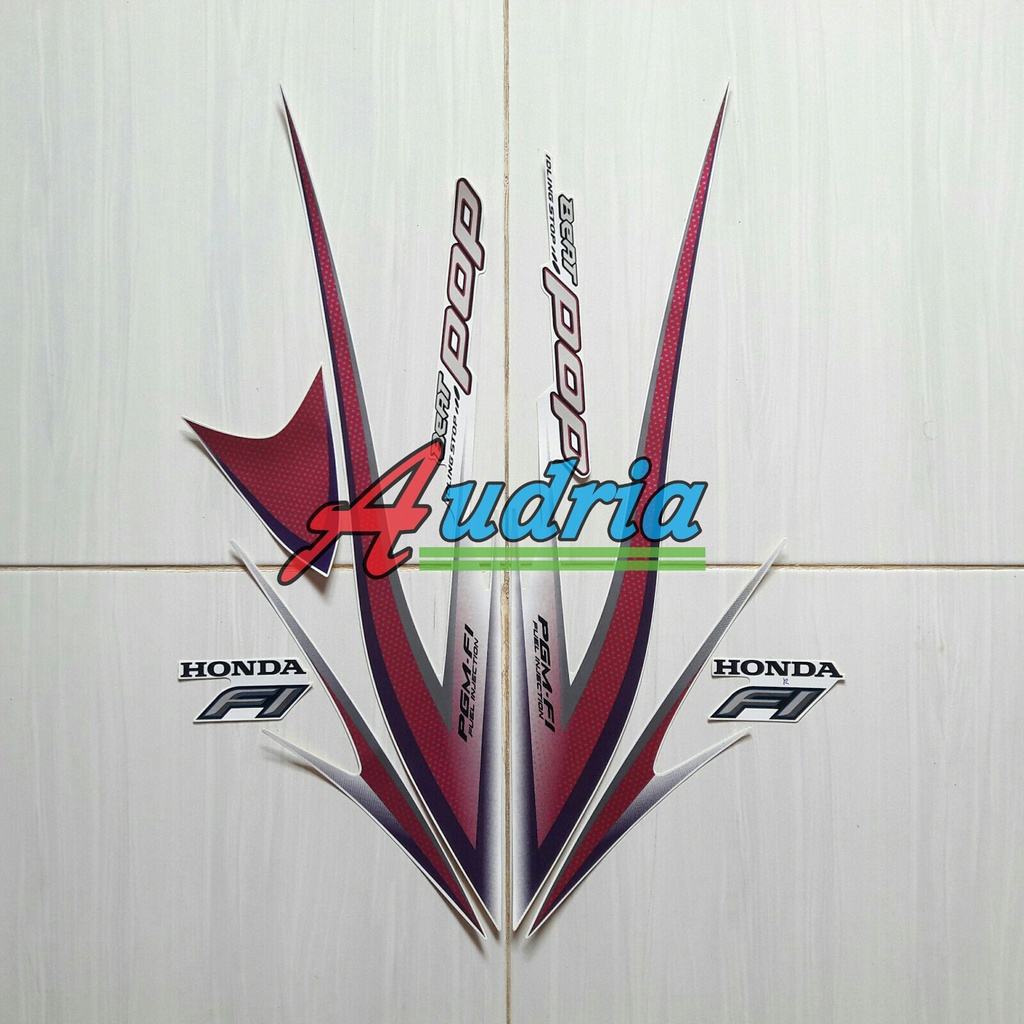 PUTIH Striping Honda Beat Pop Iss 2015 White Motorcycle Sticker ...