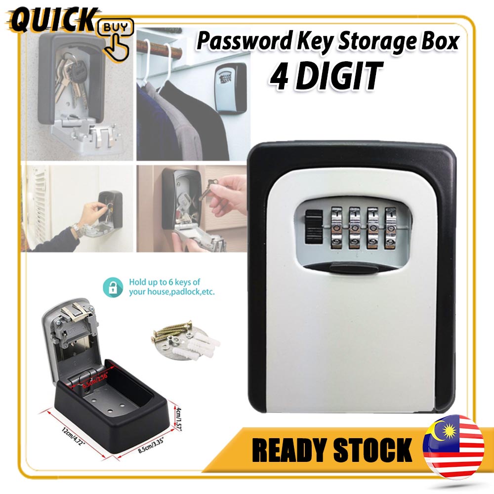 QuickBuy 4 DIGIT Password Key Storage Box Wall Mounted Safety Lock Tool ...