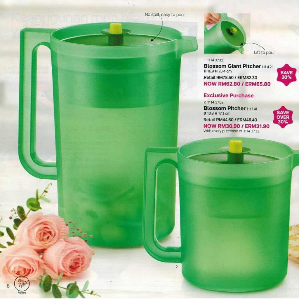 ** NEW** SET LEMBARAN - TUPPERWARE BLOSSOM PITCHER (1) 4.2 L | Shopee ...