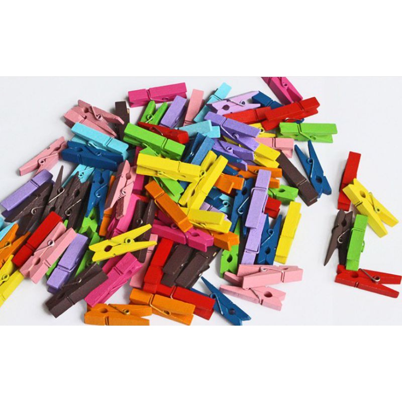 COLOUR CLIP ( WOODEN ) 20PCS WITH 100CM ROPE | Shopee Malaysia
