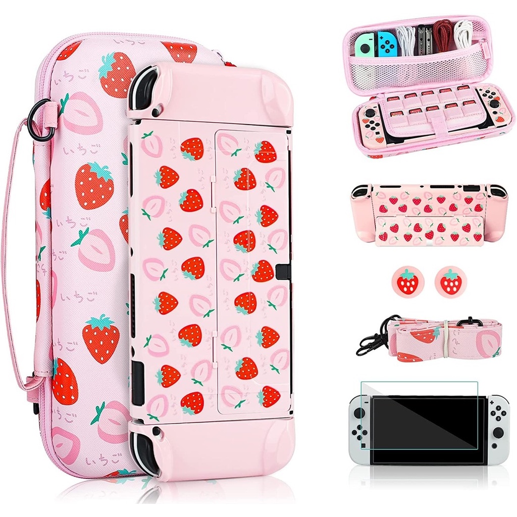 Nintendo Switch Oled Accessories 5 in 1 Kit Hard Storage Case Pink ...