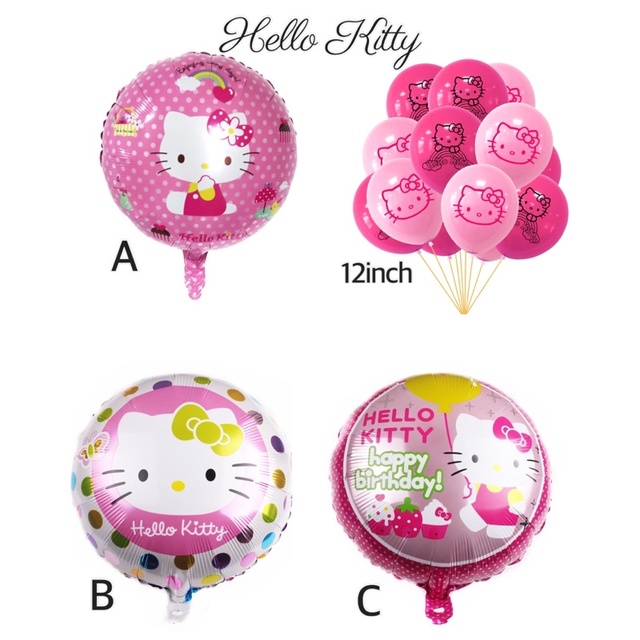 Hello Kitty 12” Latex Balloons Hello Kitty 18” Foil Printed Balloons ...