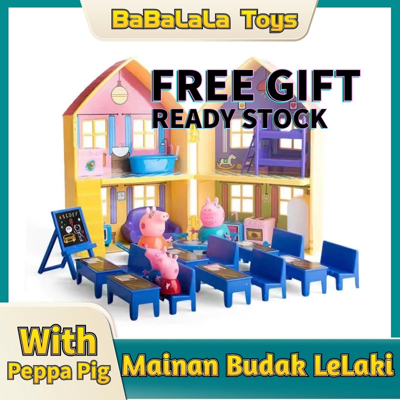 peppa pig toys - Double-sided house, classroom, amusement park family ...