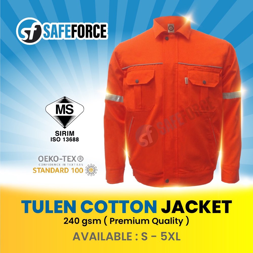 Tulen Jacket 1" Reflector Safety Cotton Workwear - Long Sleeve - 240gsm ...