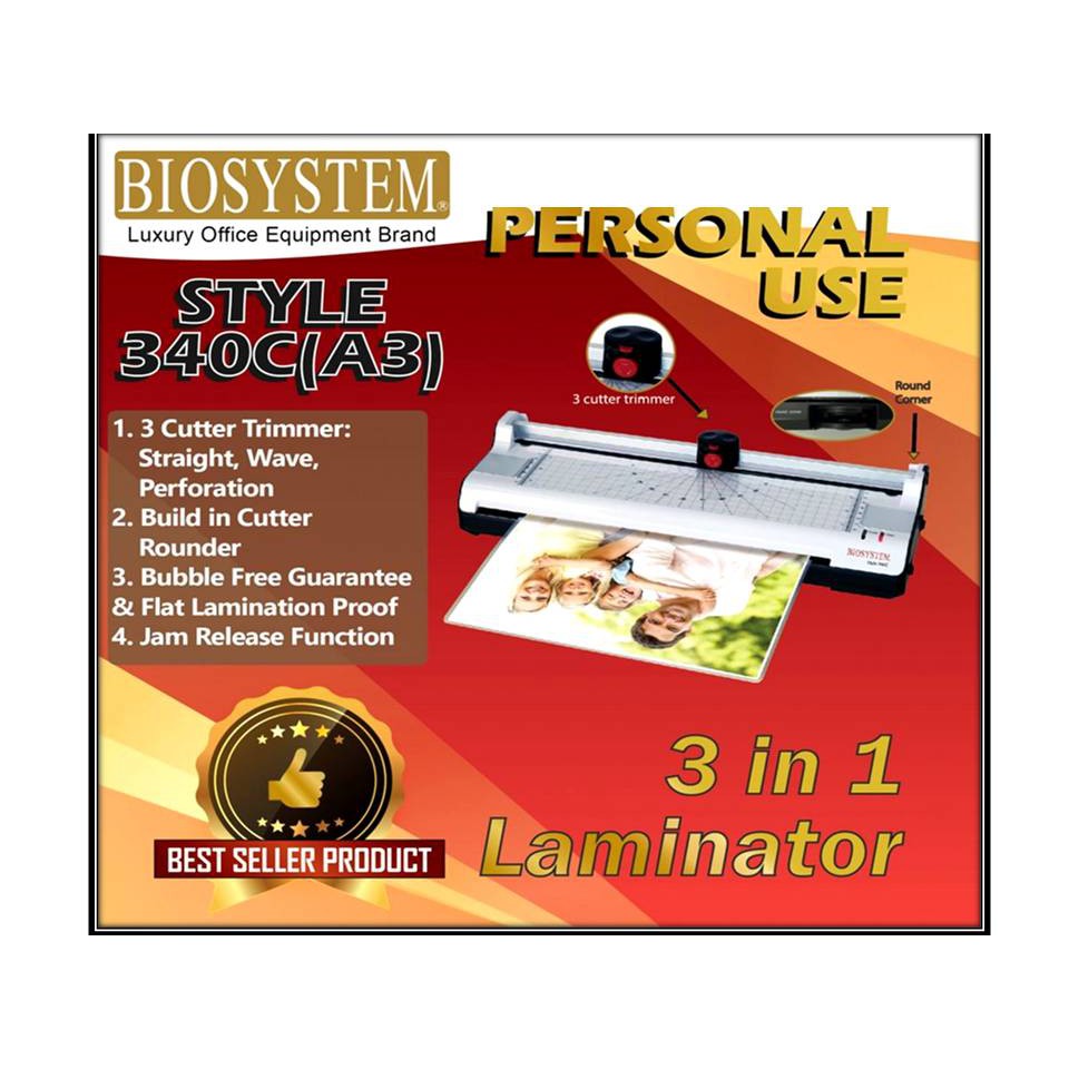 (ESA)BIOSYSTEM 3IN1 PERSONAL A3 LAMINATOR ( 340C) | Shopee Malaysia