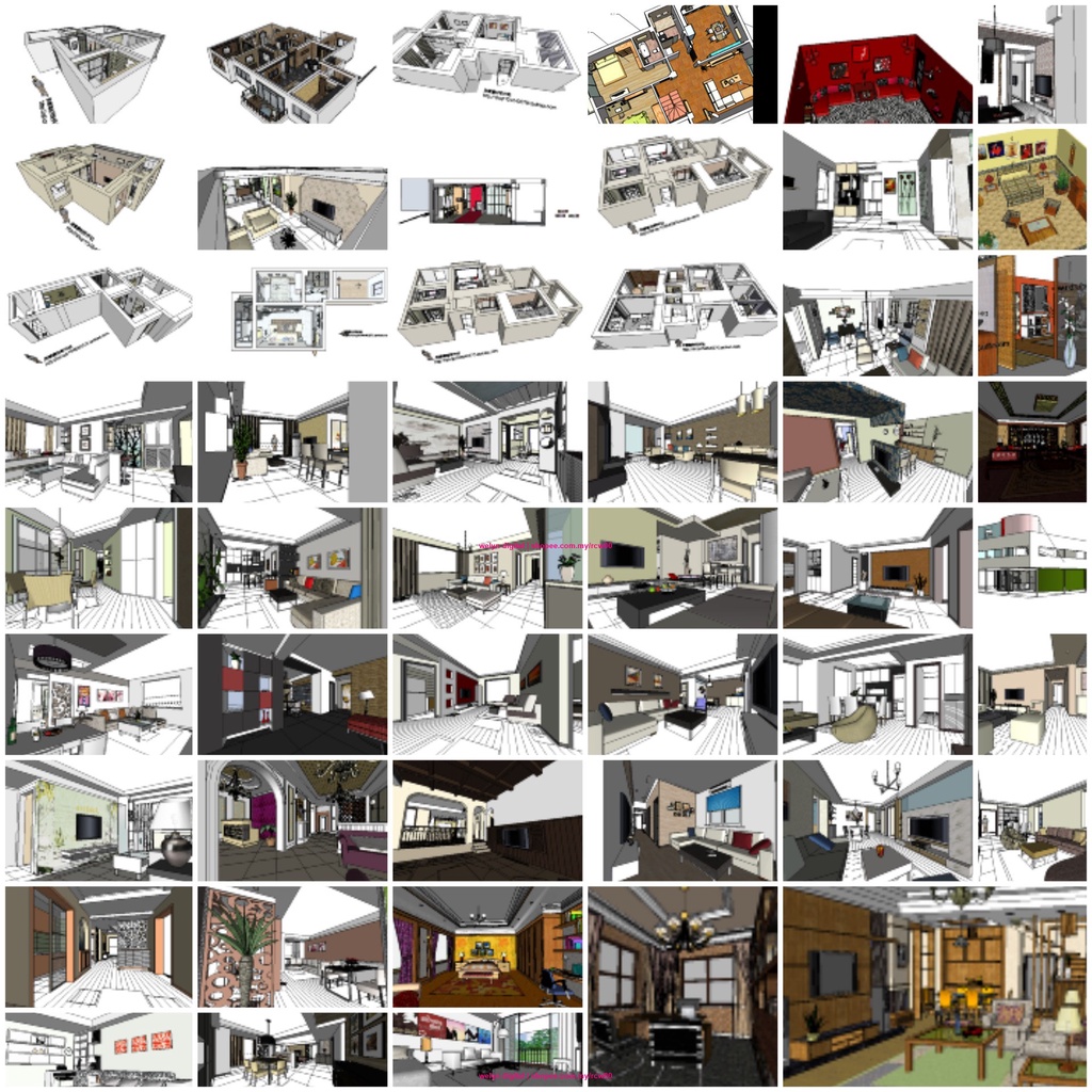SketchUp | 3D Model House Unit / Designer Style set 336 for home ...
