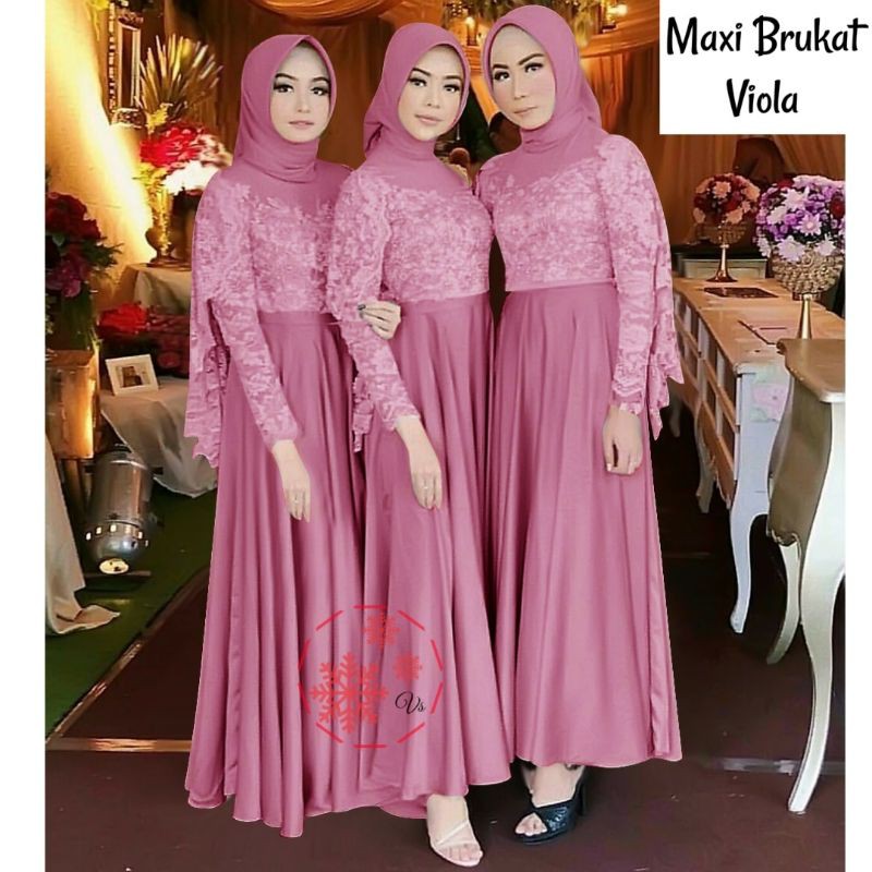 Maxi viola / Party Robe / ready 10 Colors Event Uniform | Shopee Malaysia