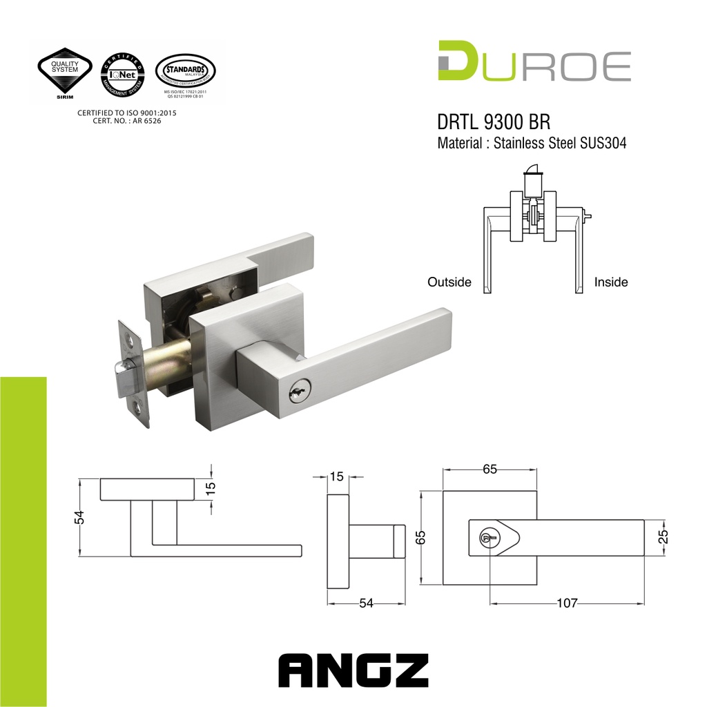 Duroe Tubular Door Handle Minimalist Door Lock Handle Set | Shopee Malaysia