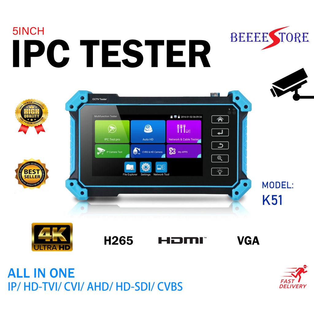 IPC-5100PLUS ( K51 ) CCTV Tester Monitor IPC Camera 8MP 5IN1 AHD TVI ...