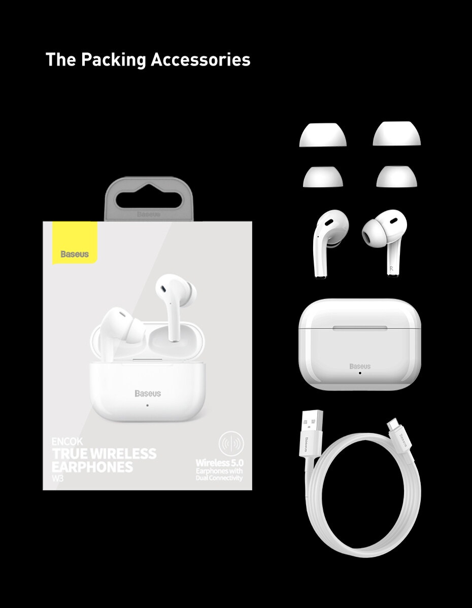 Baseus WM01 Plus True Wireless Earphones / Baseus W3 Encok Tws Wireless ...