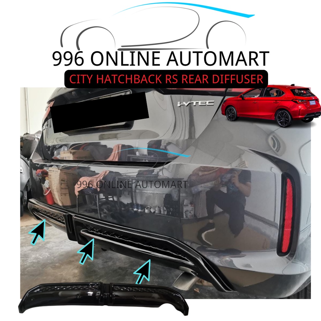 HONDA CITY HATCHBACK REAR DIFFUSER / DIFUSER RS GLOSSY BLACK COLOR PP ...