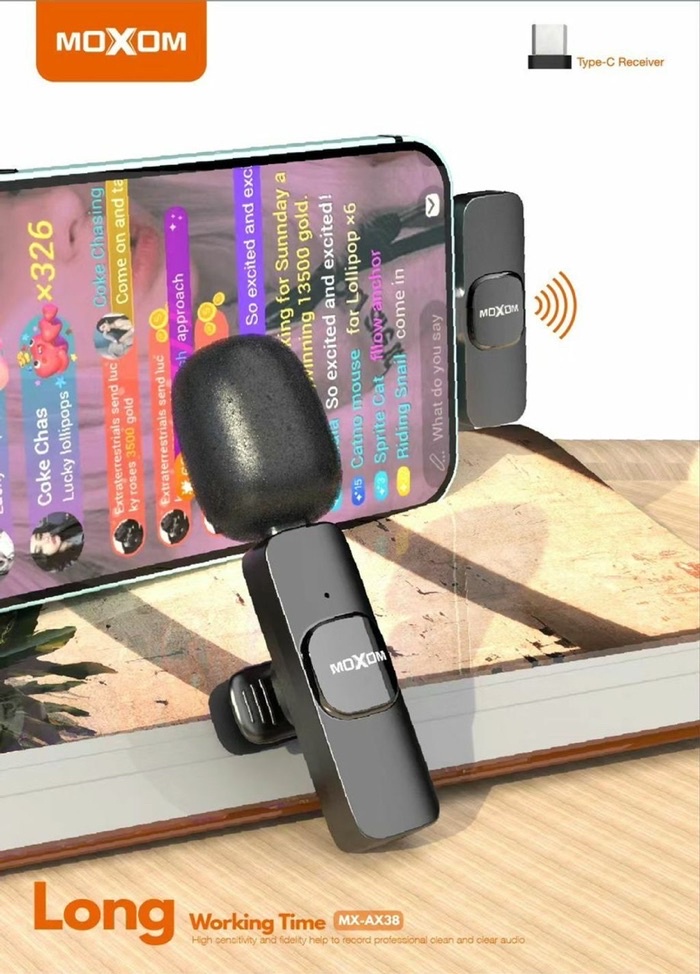 MOXOM MX-AX38 MX-AX39 Voice Clip Wireless Microphone Live Broadcast ...