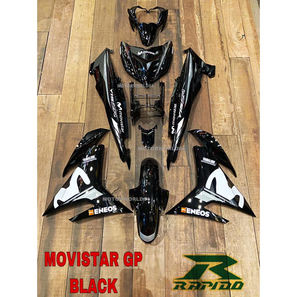 RAPIDO COVER SET Y15ZR V1/V2 MOVISTAR GP BLACK STICKER TANAM/AIRBRUSH YSUKU Y15 MOTOR COVERSET ...