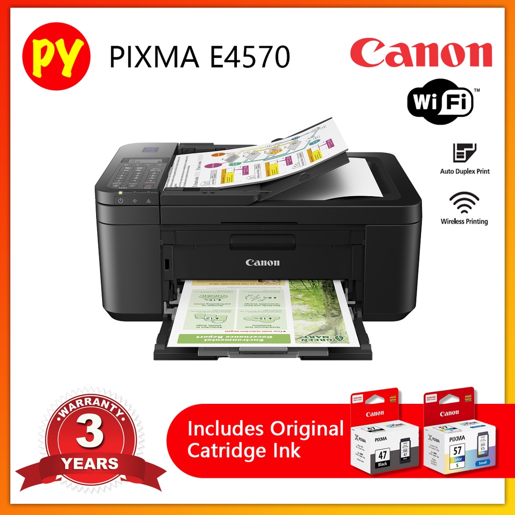 Canon E 4570 Pixma E4570 All-In-One Printer with Auto Duplex, replace E4270, Fax & WiFi with ...