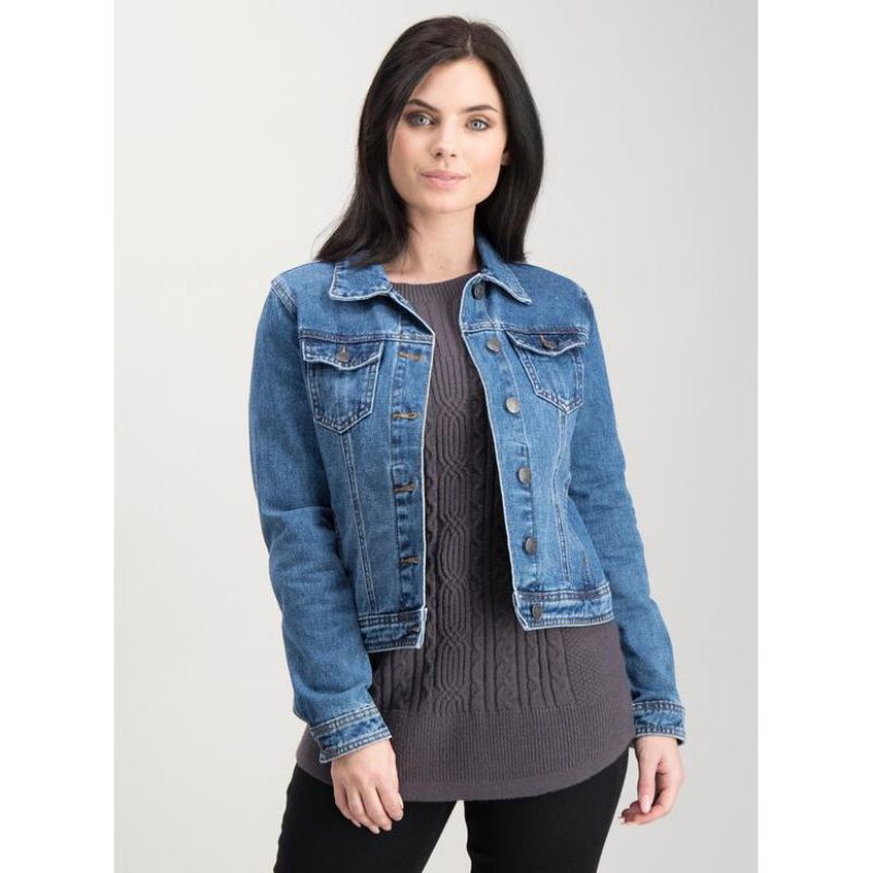 @Original Ladies Solid Denim Jacket with Long sleeve and buttoned flip ...