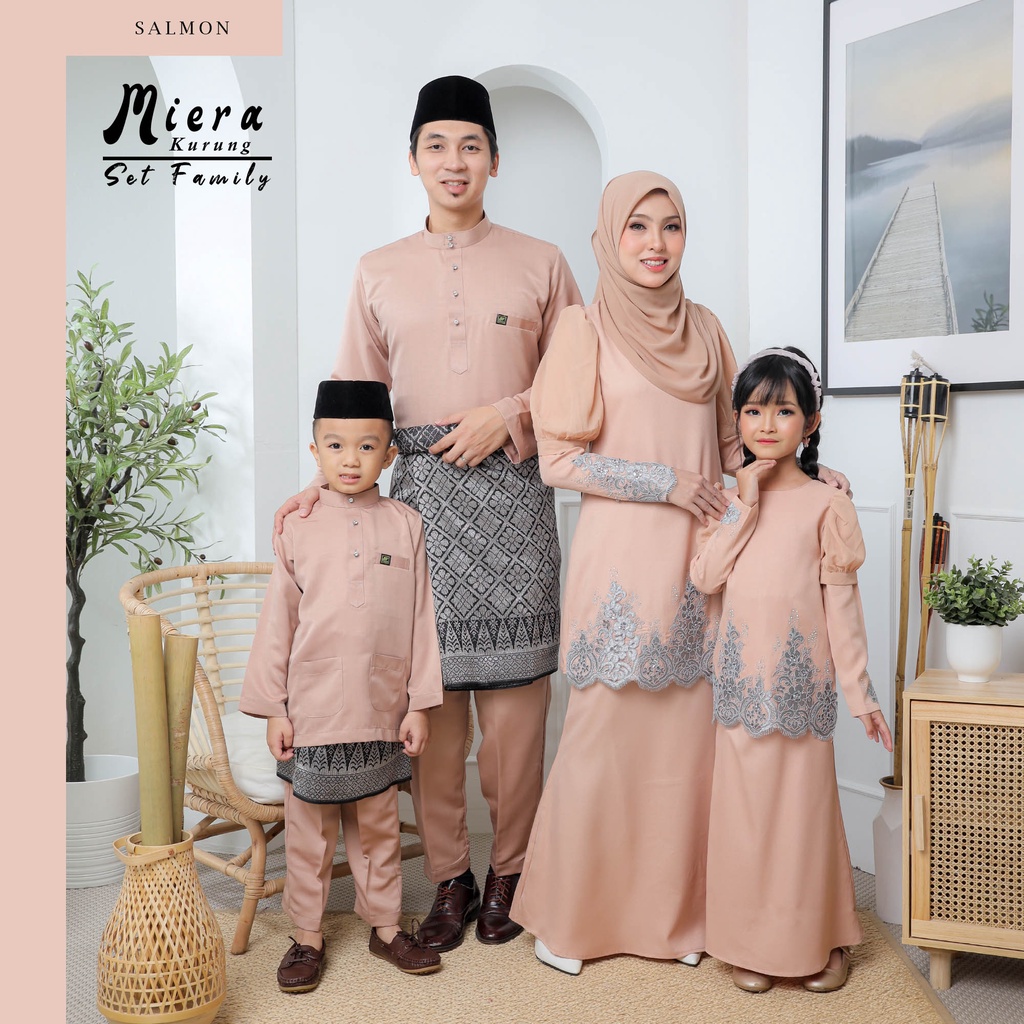 Set Raya 2023 Set Family Warna Salmon Baju Kurung Moden Miera Baju Raya ...