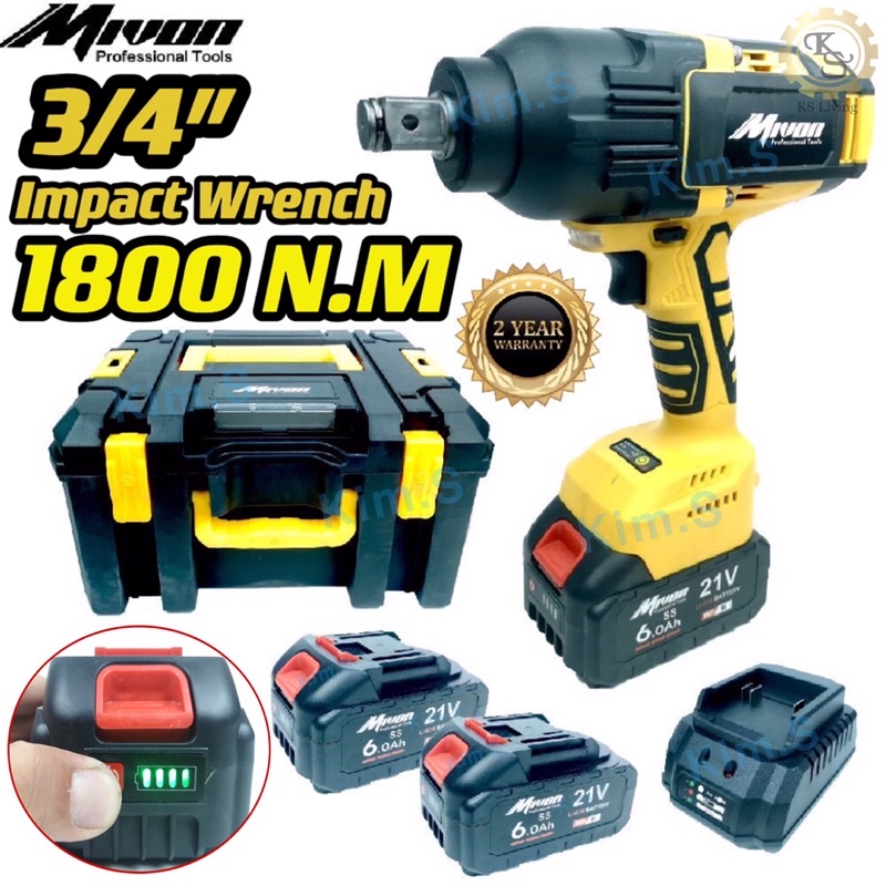 Kim.S Mivon MV1800WBL Brushless 1800N.M 3/4” Impact Wrench buka Tire ...