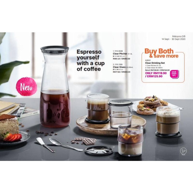 READY STOCK! Clear Drinking Set Pitcher Tupperware 1.3liter (5pc ...