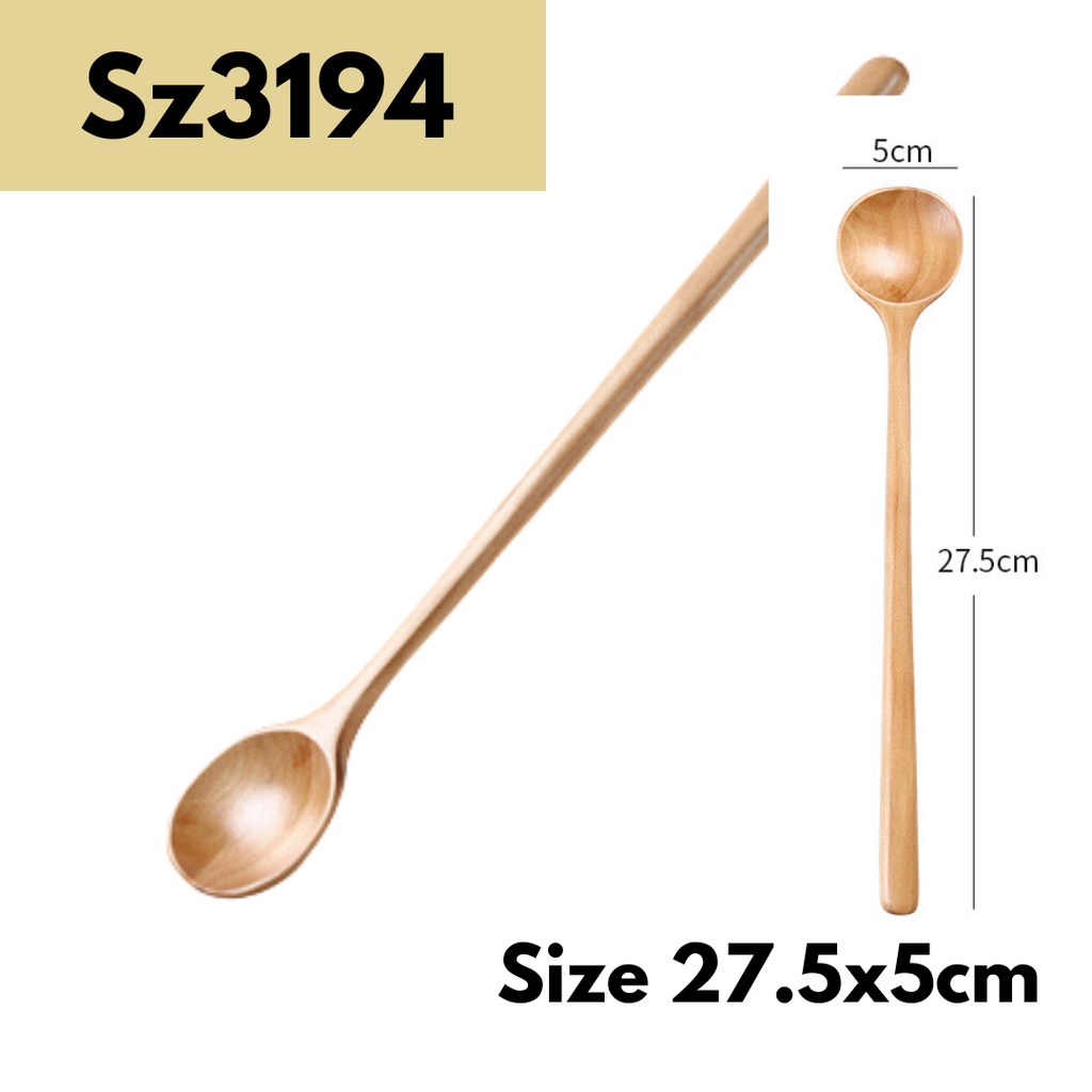 Korean Wooden Long Wood Spoon Cutlery Spatula For Cooking Sudu Kayu ...