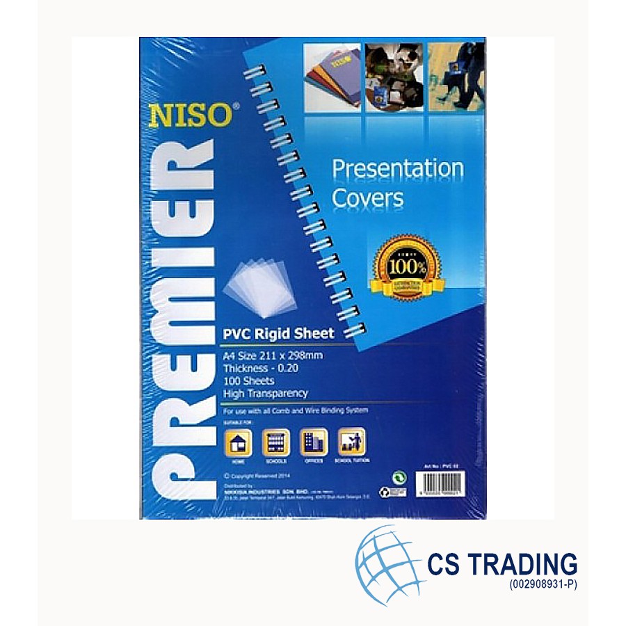 Niso A4 PVC Rigid Sheet / Plastic Cover / Binding Cover / Presentation ...