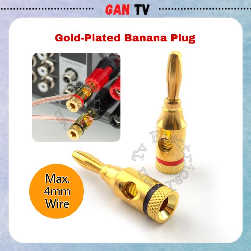 (1pc) Gold Banana Plug Speaker Terminal Audio Video Amplifier Cable ...
