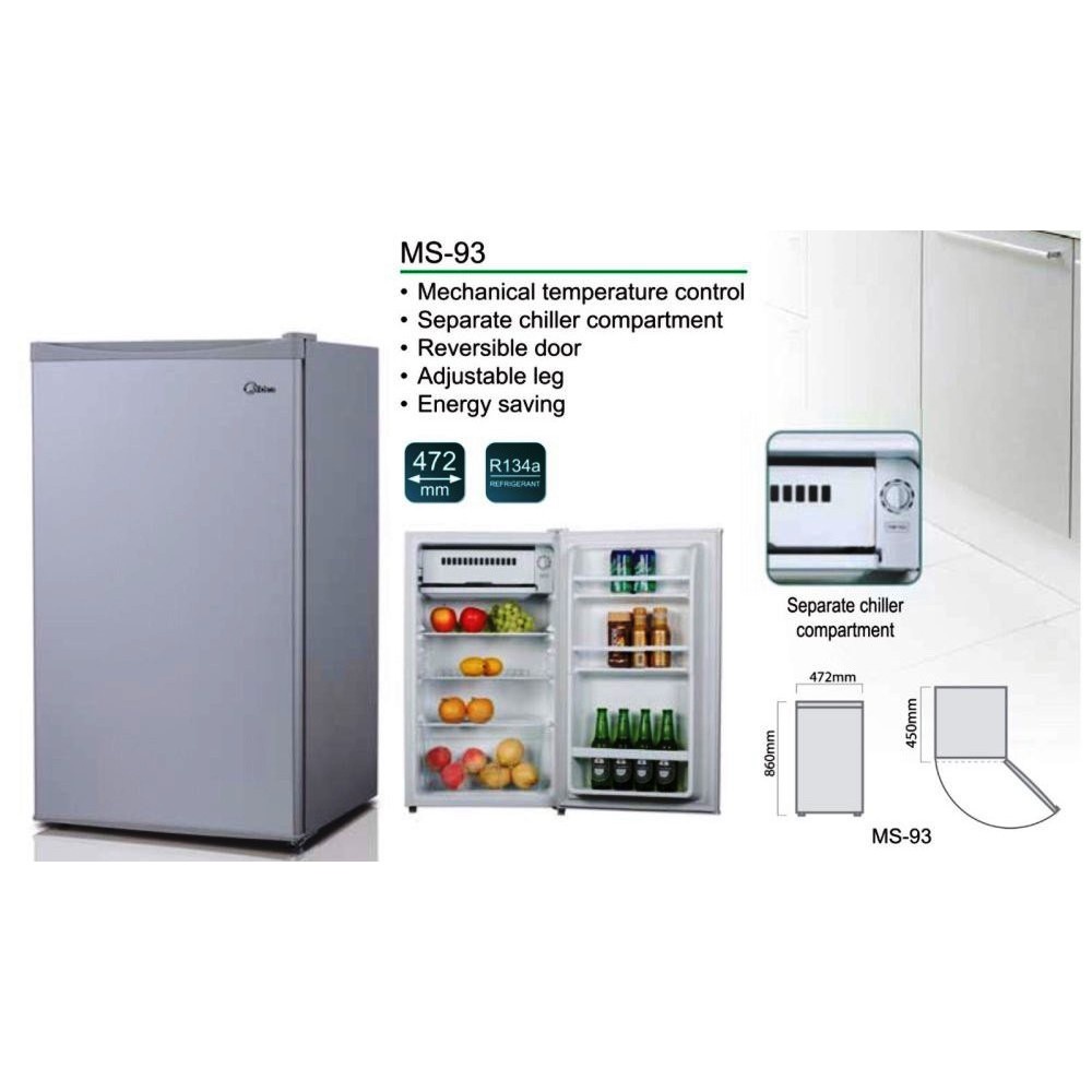 Midea 1-Door Energy Saving Fridge Refrigerator (95L) MDRD142FGD ...