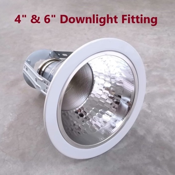 READY STOCK 4"/6" Inches Downlight Fitting Round Bracket White Frame ...