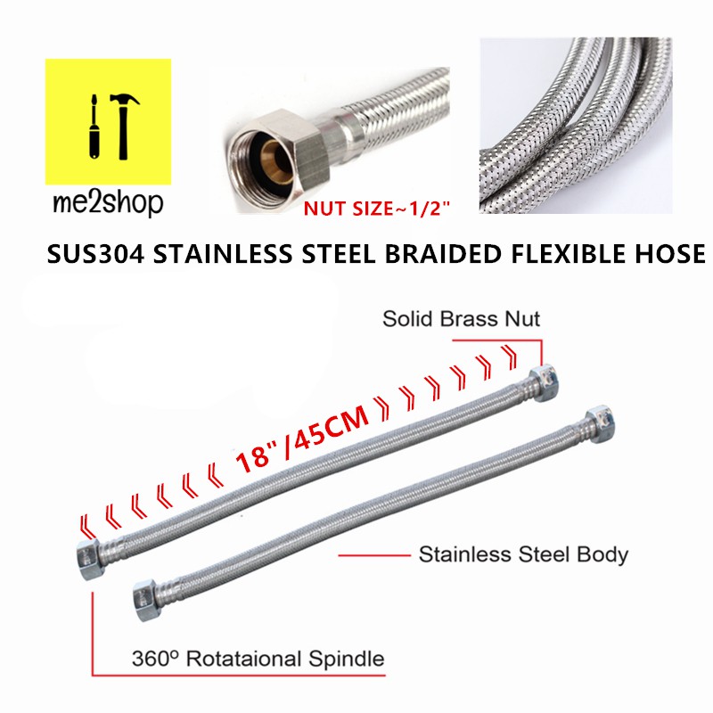 VIP SUS304 STAINLESS STEEL BRAIDED FLEXIBLE HOSE /FLEKSIBEL UNTUK PAIP (10 INCH TO 48 INCH ...