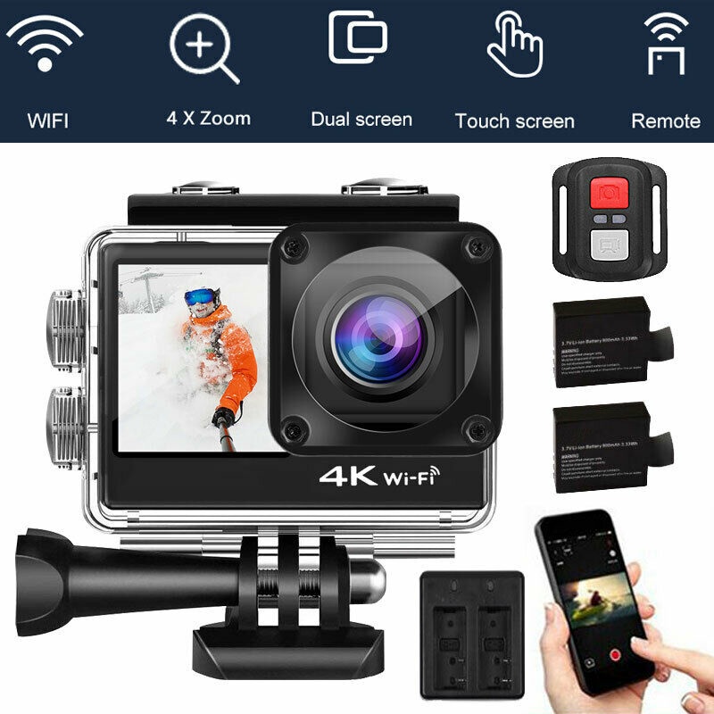 Action Camera 4K 60FPS 20MP 2.0 Touch LCD Requirement Dual Screen Remote Control Wifi Waterproof ...