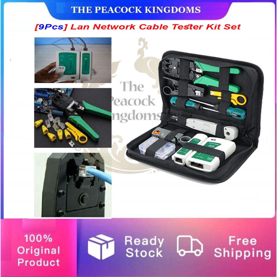 RJ45 RJ11 Computer 9PCS Network Internet Repair Tool Kit LAN Cable ...