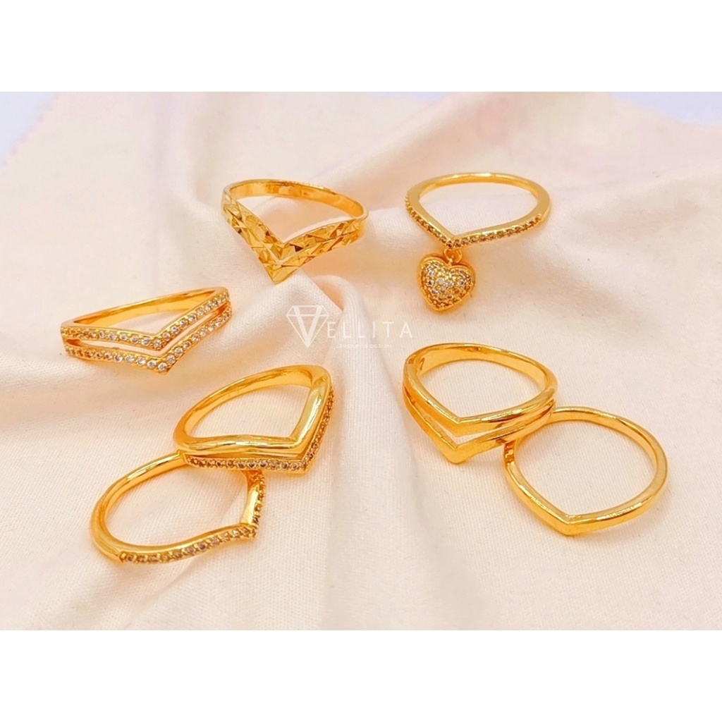 [VJ]Cop916 Ring “V - Shape” Unique Full Diamond Design for Women V Ring ...