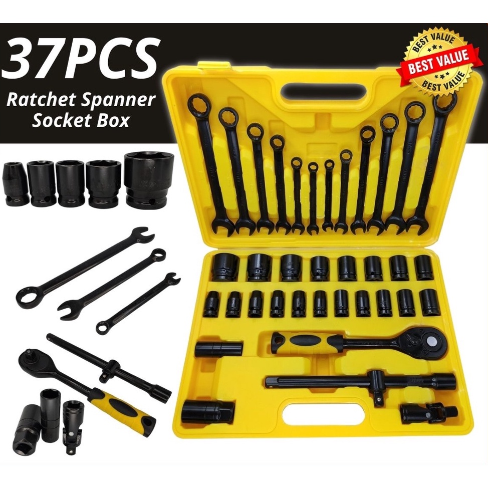 Spanner Box Socket 37PCS Box Socket Set Double End Wrench Dive Swivel ...