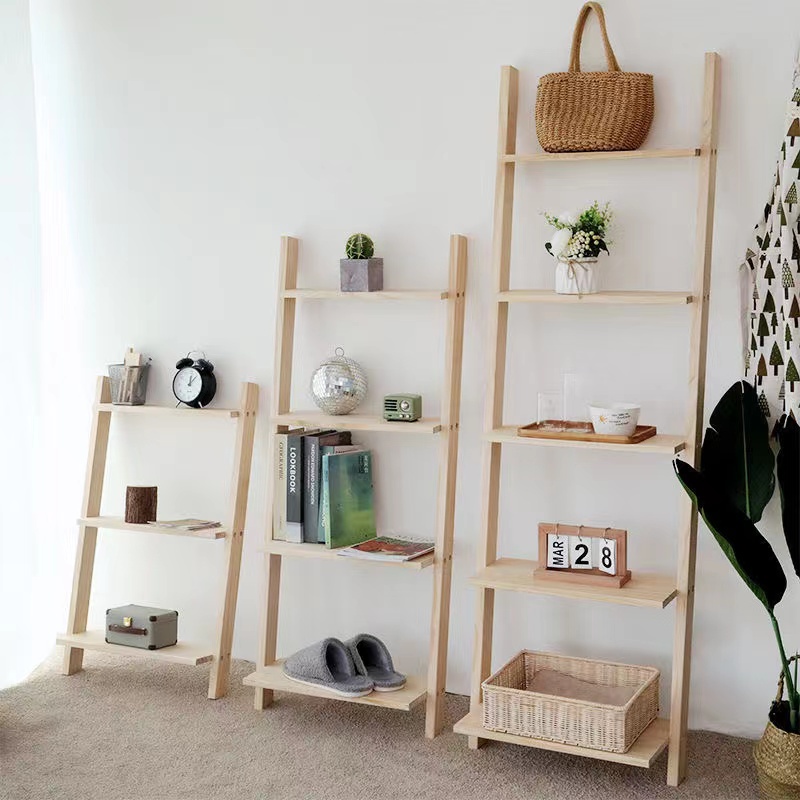 Solid wood rack ladder rack solid wood living room wall corner storage ...