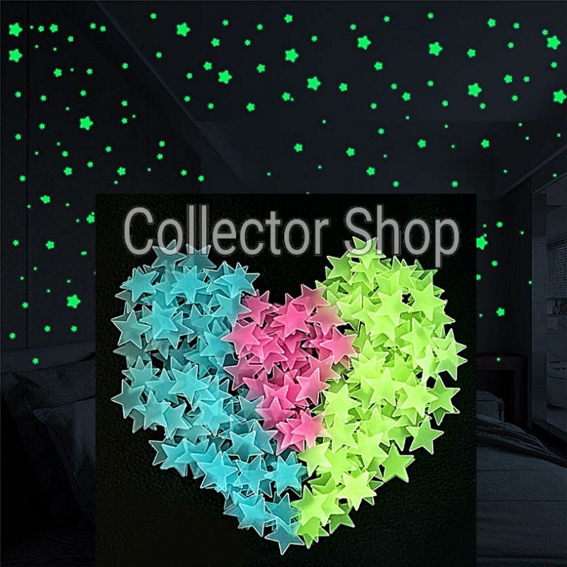 30pcs Luminous 3D Mini Star Room Decoration Light star Wall deco ...