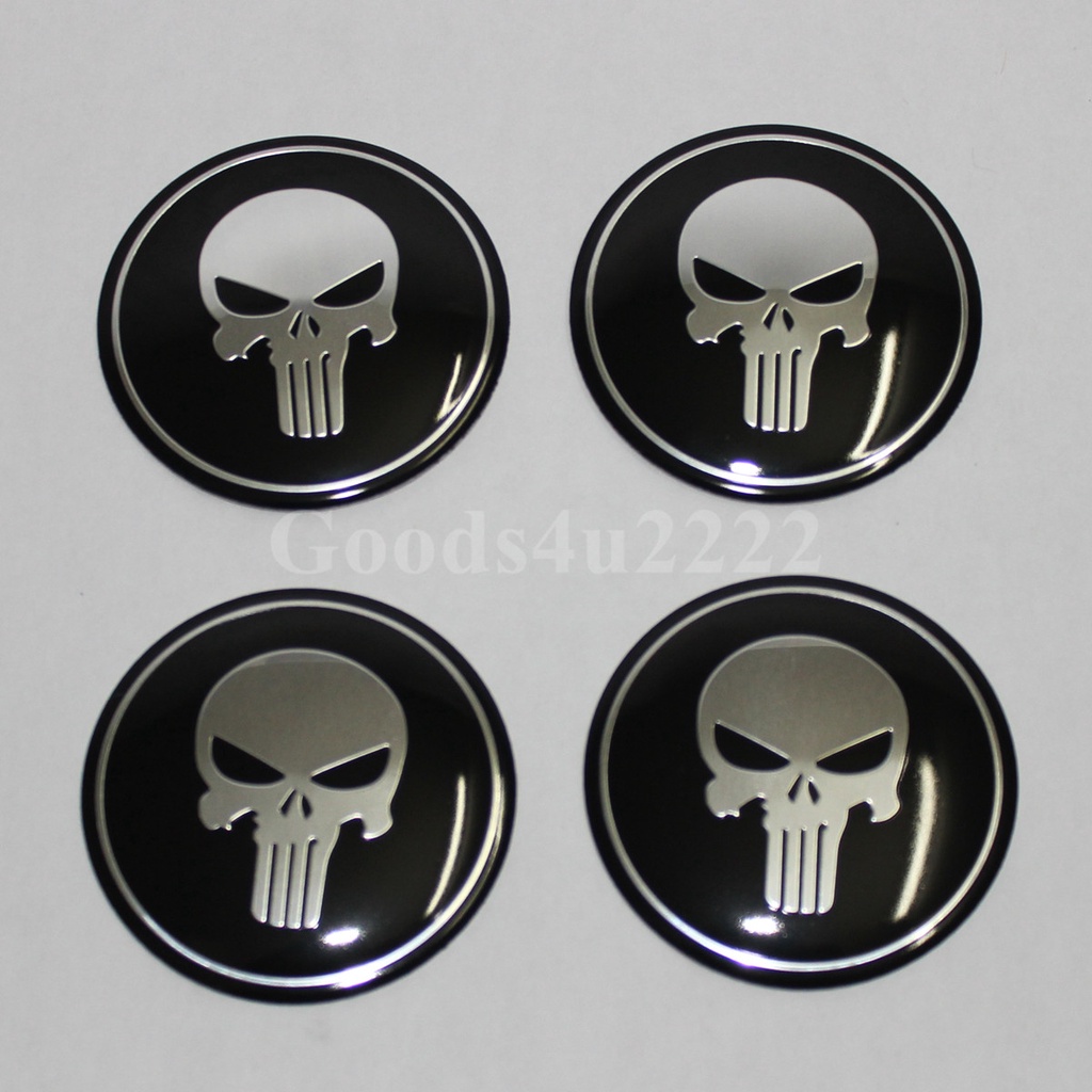 4x Silver Black Dome Car Devil Wheel Center Sticker 57MM Wheel Center ...