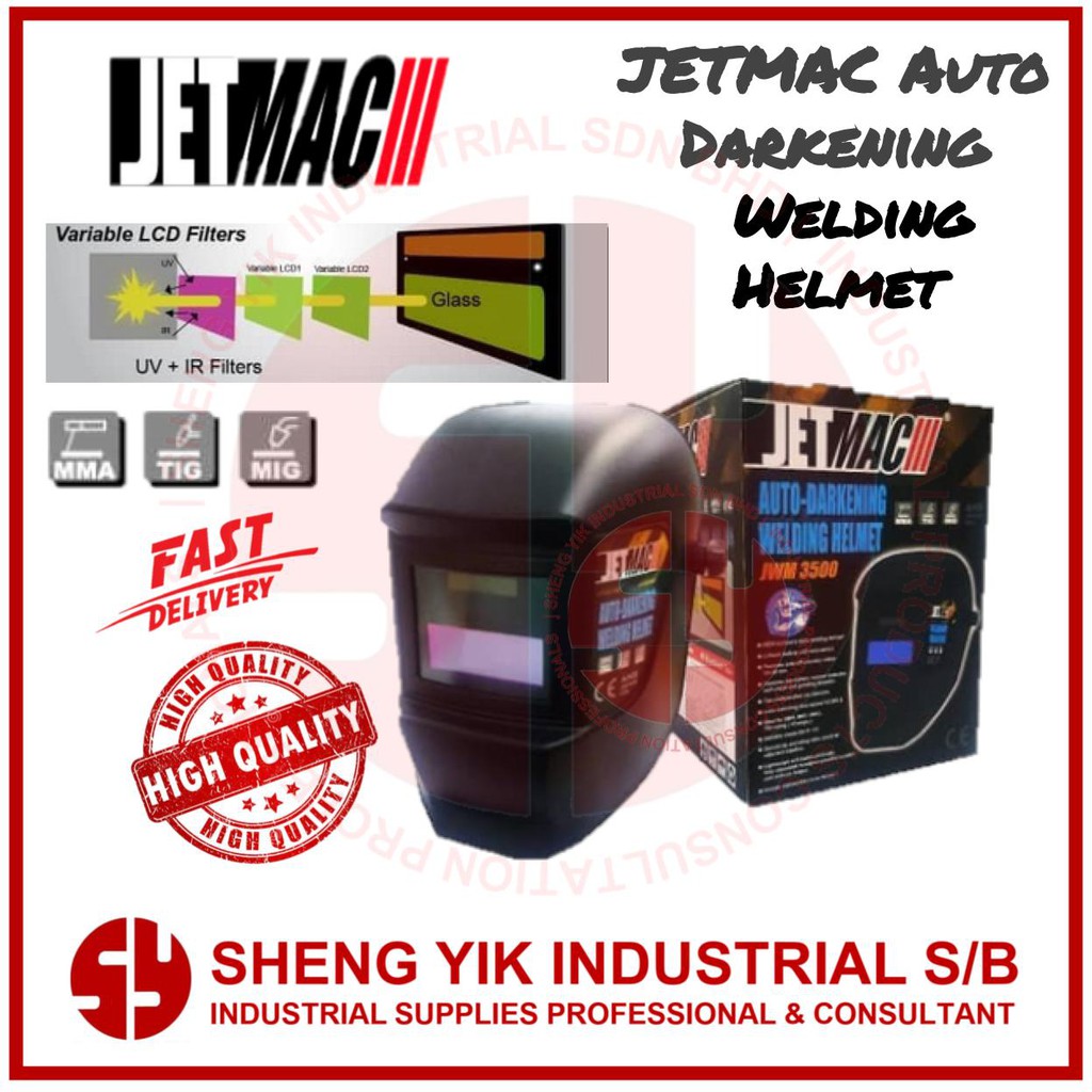 SYI JETMAC JWM3500 AUTO DARKENING WELDING HELMET HEAD SHIELD SOLAR ...