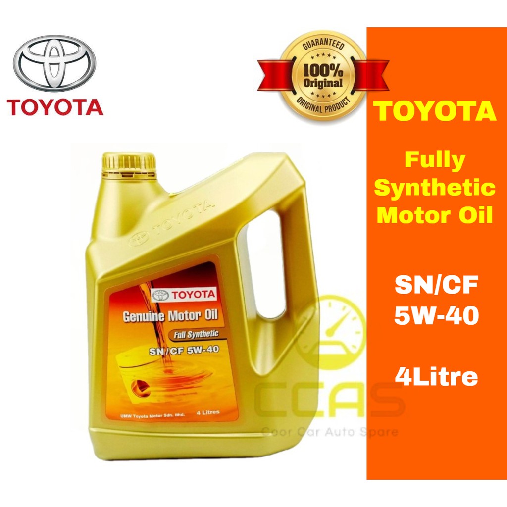 100% Toyota Genuine Motor Engine Oil 4Litre 5W-40 5W40 Fully Synthetic ...