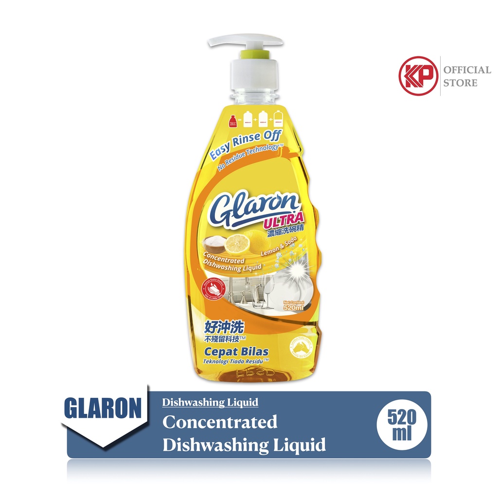 GLARON ULTRA CONCENTRATED DISHWASHING LIQUID 520ML (LEMON & SODA FLAVOR) | Shopee Malaysia