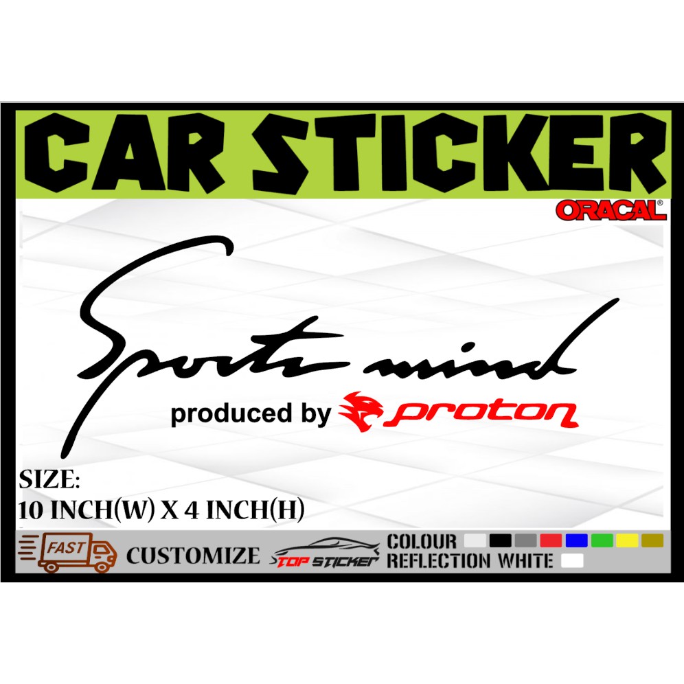 SPORTS MIND PROTON CAR STICKER KERETA PROTON SAGA WIRA PUTRA PERSONA ...