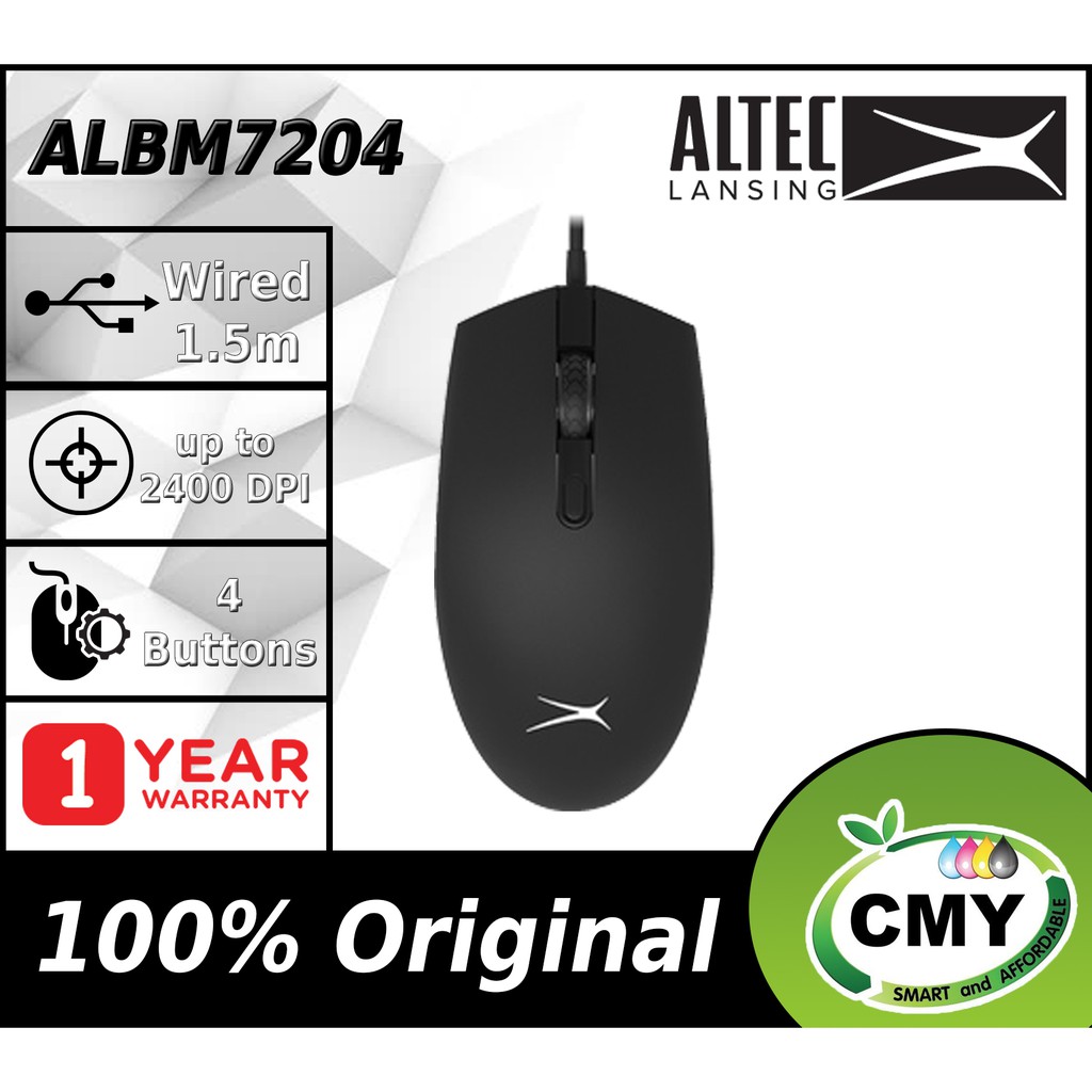Altec Lansing ALBM7204 Wired Business Mouse 4 Button 1.5meter Cable ...