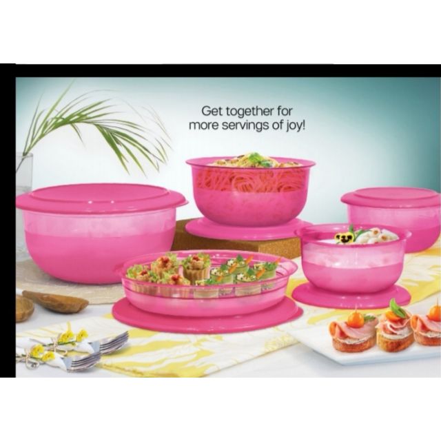 Tupperware Pink Quartz Serving Bowl Set | Shopee Malaysia