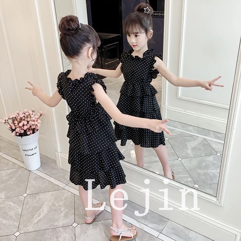Girls Dress Short Sleeve Polkadot Kids Girl Princess Dresses White ...