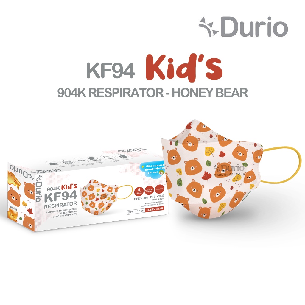 Durio 904K Kid's KF94 Respirator (Honey Bear) - 10pcs | Shopee Malaysia