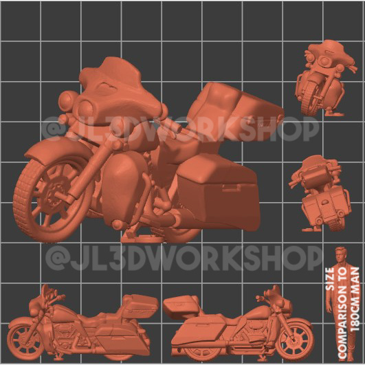 Jl3d Motor Scale 1/64 Harley Davidson Street Glide Hotwheels Mini GT ...